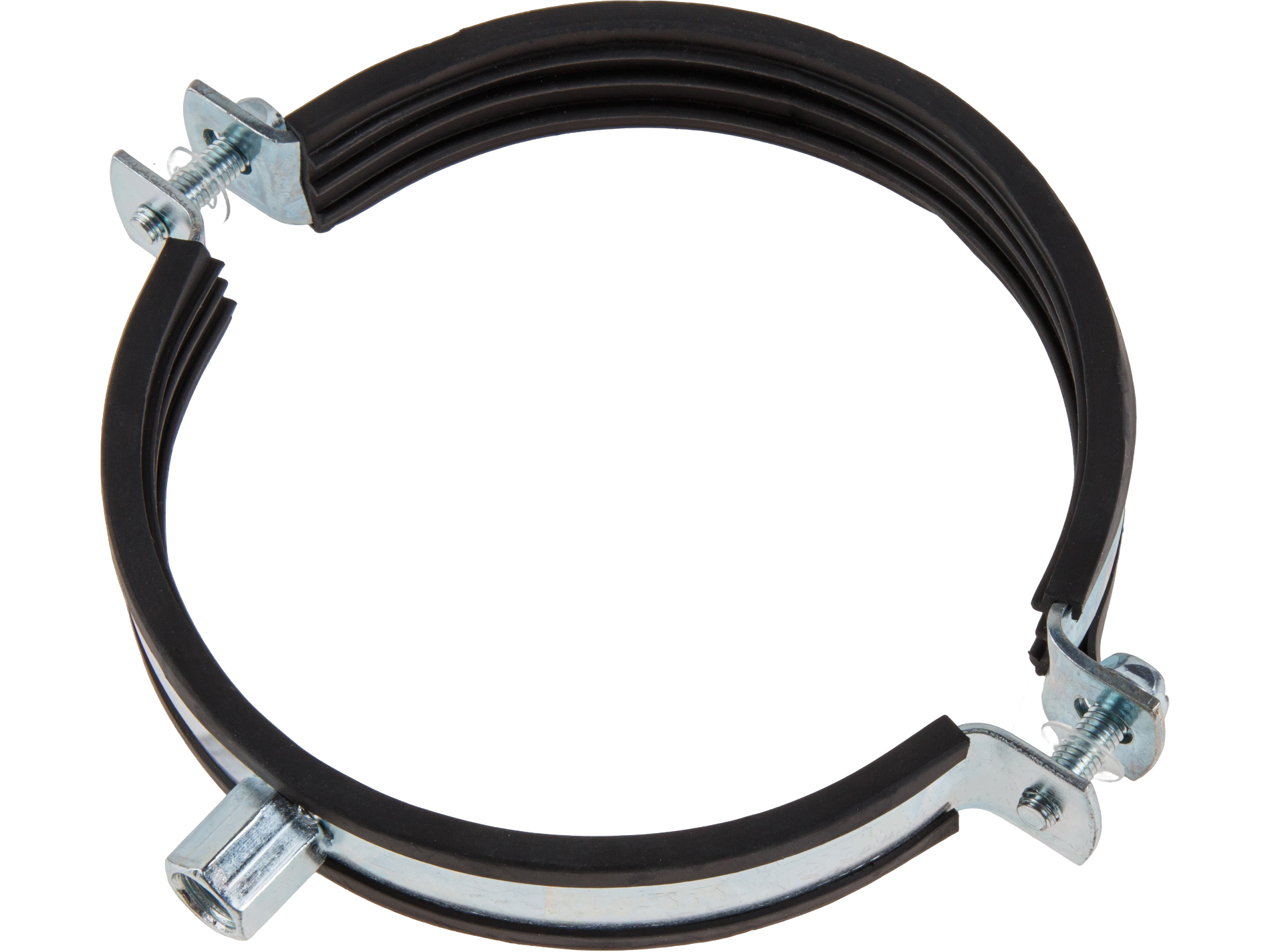 PIPE CLAMP WITH EPDM RUBBER 3 1/2" (99-105mm) NUT M8+10, WHITE ZINC ...