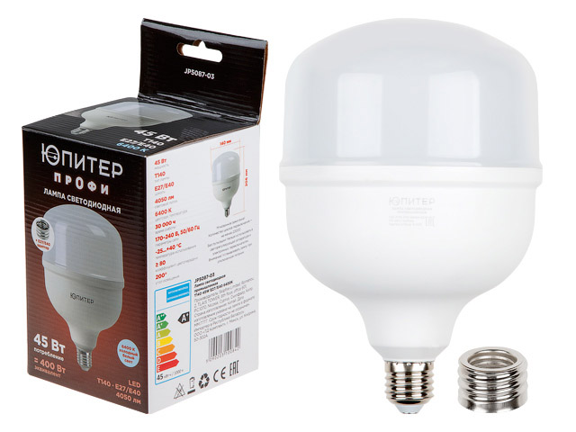 LED industrial bulb T140 45W 170-240V E27 6400K ЮПИТЕР - NINGBO ECO GROUP