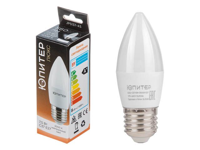 LED bulb C37 7.5W 170-240V E27 4000K ЮПИТЕР - NINGBO ECO GROUP