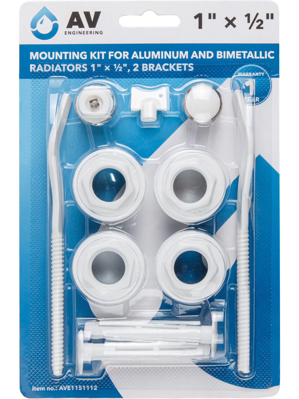 Mounting kit for aluminum and bimetallic radiators 1" 1/2", 2 brackets ...
