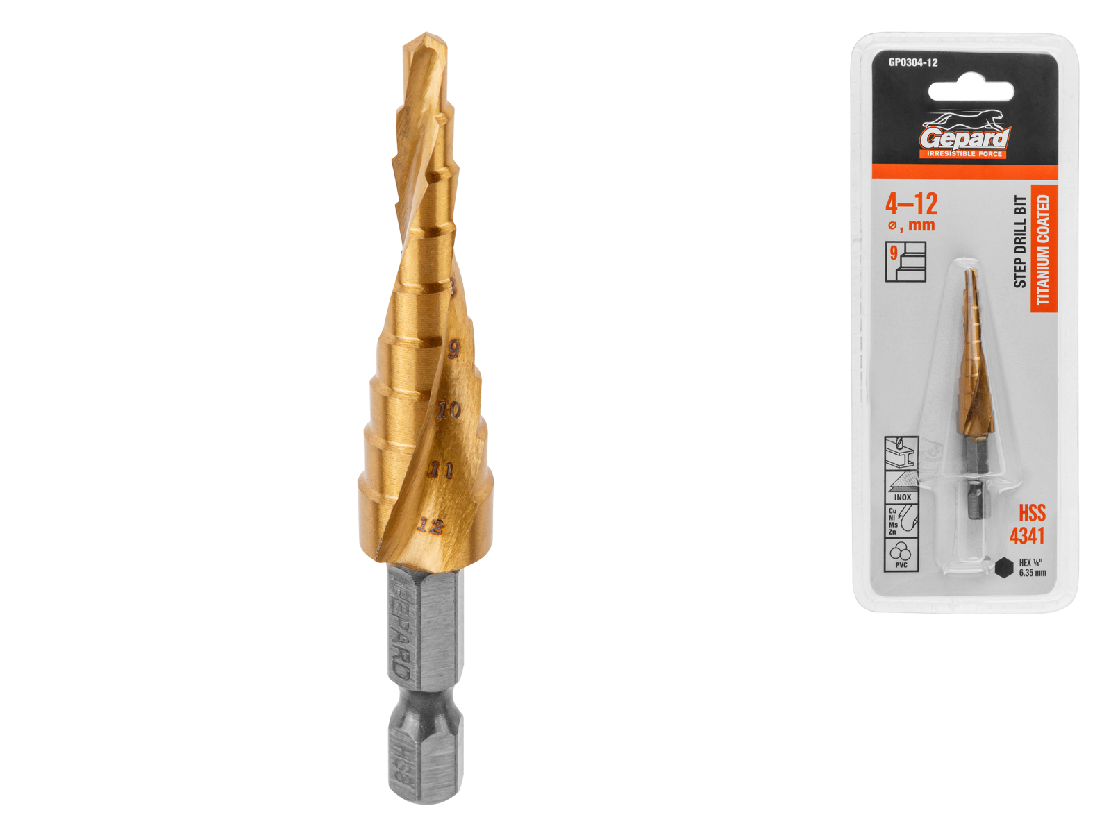 Step drill bit HSS 4-12mm GEPARD - NINGBO ECO GROUP